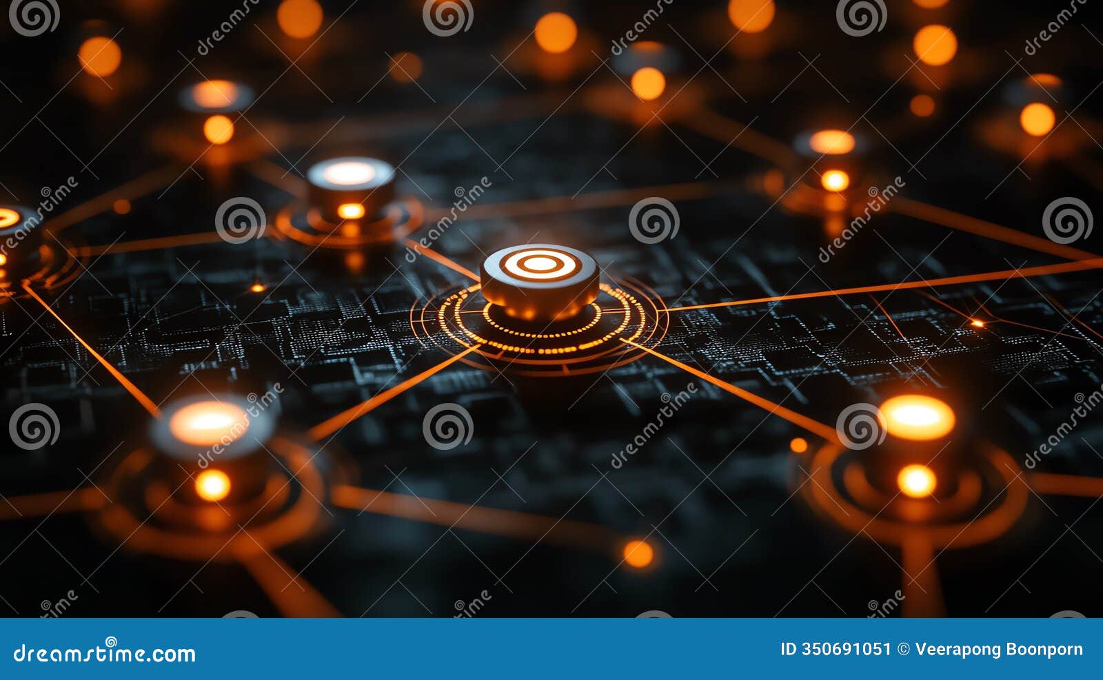 Futuristic Network Design with Glowing Nodes Illustrating Digital ...