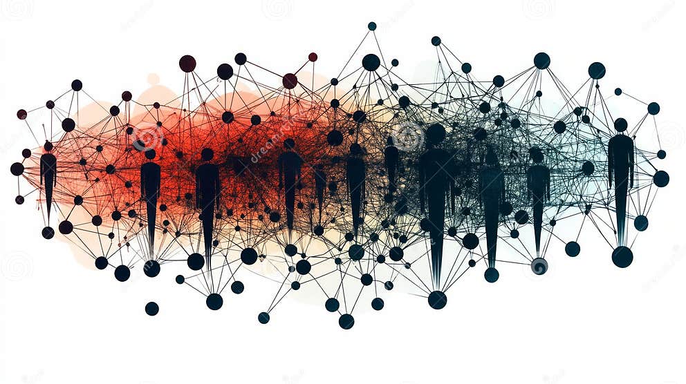 Futuristic Network Design with Red and Black Interconnected Nodes and ...