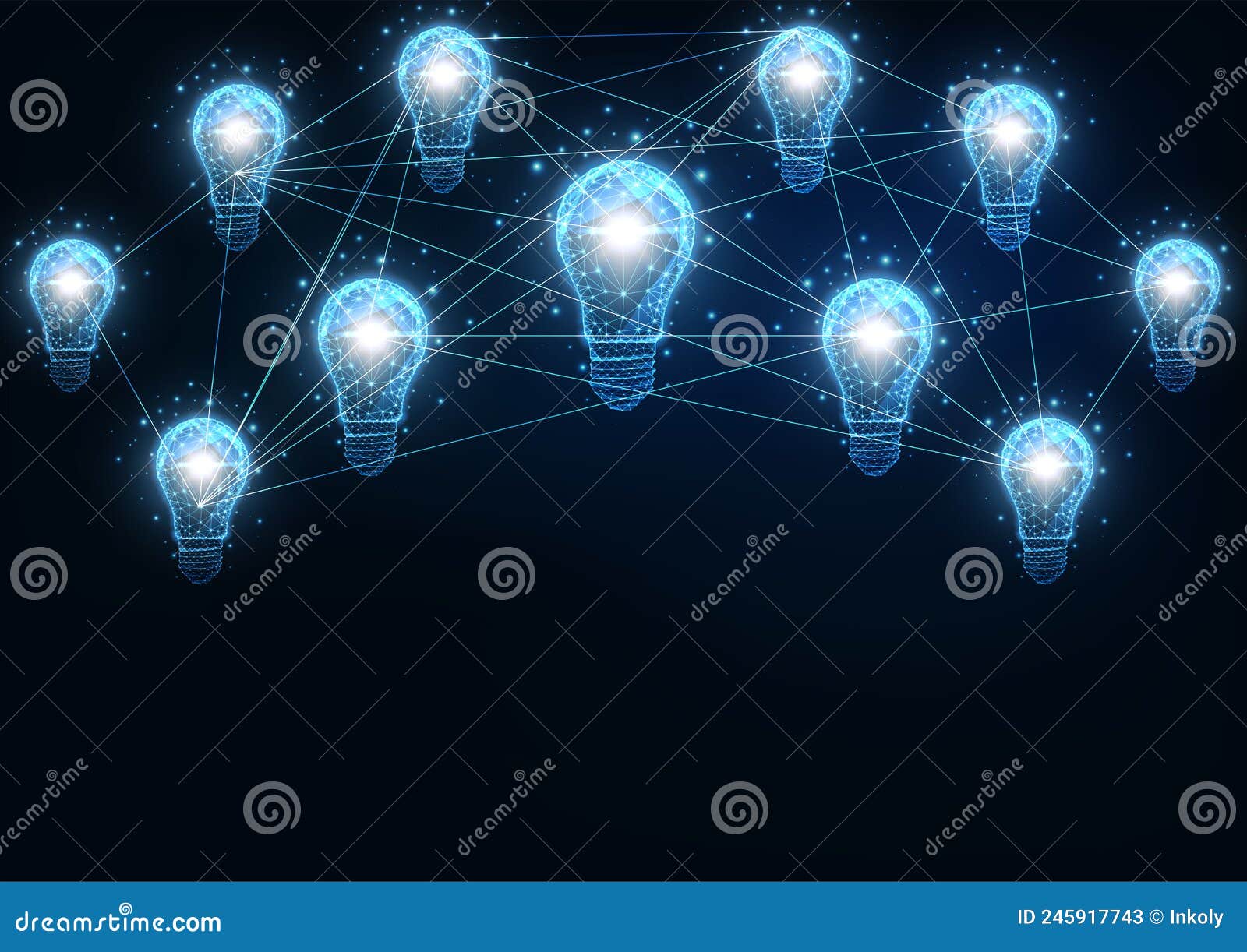 Futuristic Network, Idea, Light Bulb Connection Concept Banner with ...