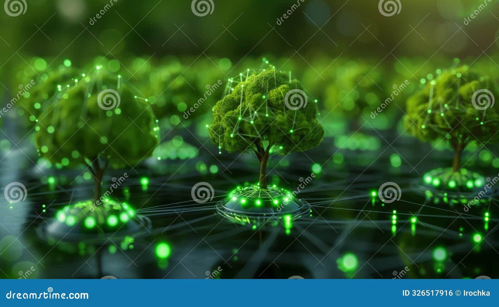 Futuristic Network of Interconnected Trees Stock Photo - Image of ...