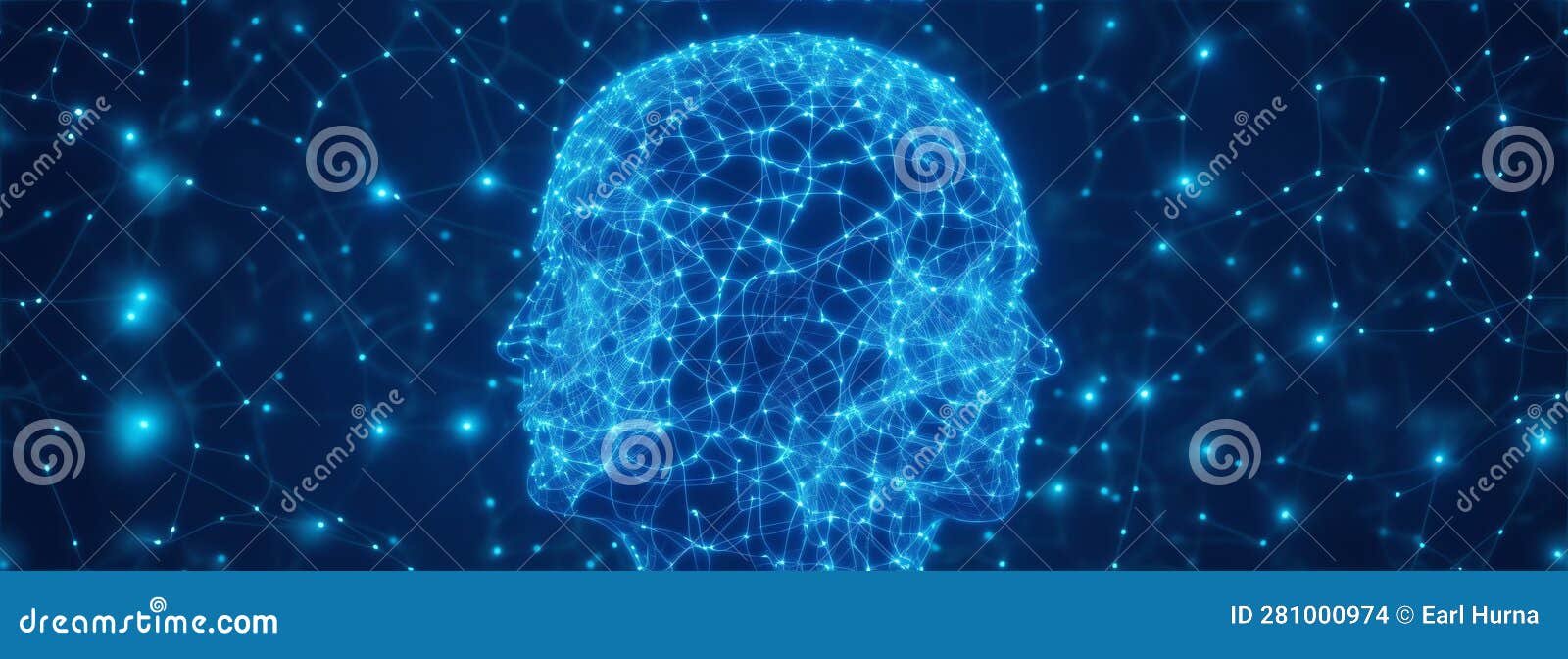 Circuitry Neural Brain Interface. Futuristic Cognitive Science. Neon ...