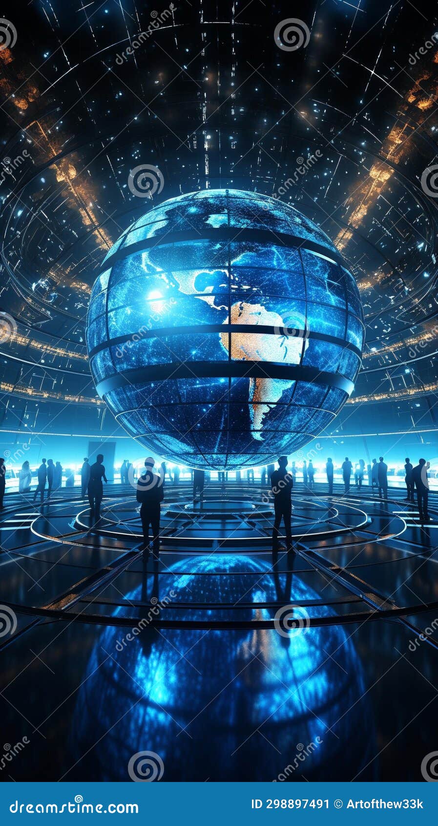 Futuristic Network Security: Glowing Wireframe Globe in High-Tech ...