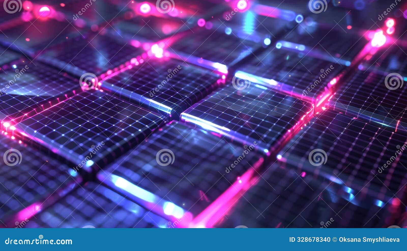 Futuristic Network Technology with Glowing Nodes and Circuitry Stock ...