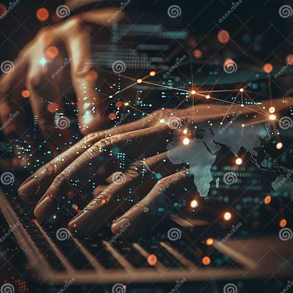 Futuristic Network Typing AI Generative Stock Image - Image of typing, generated: 321421823