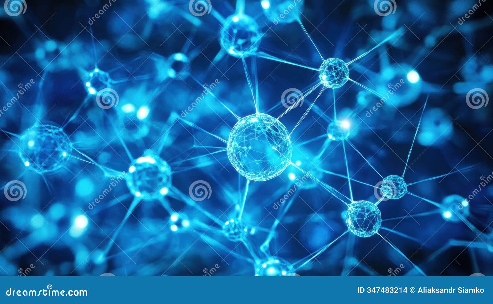 Futuristic Network Visualization in Blue Digital Particle Waves Stock ...