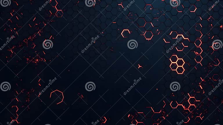 Futuristic Network Visualization with Hexagonal Shapes and Glowing Connections Symbolizing Data ...