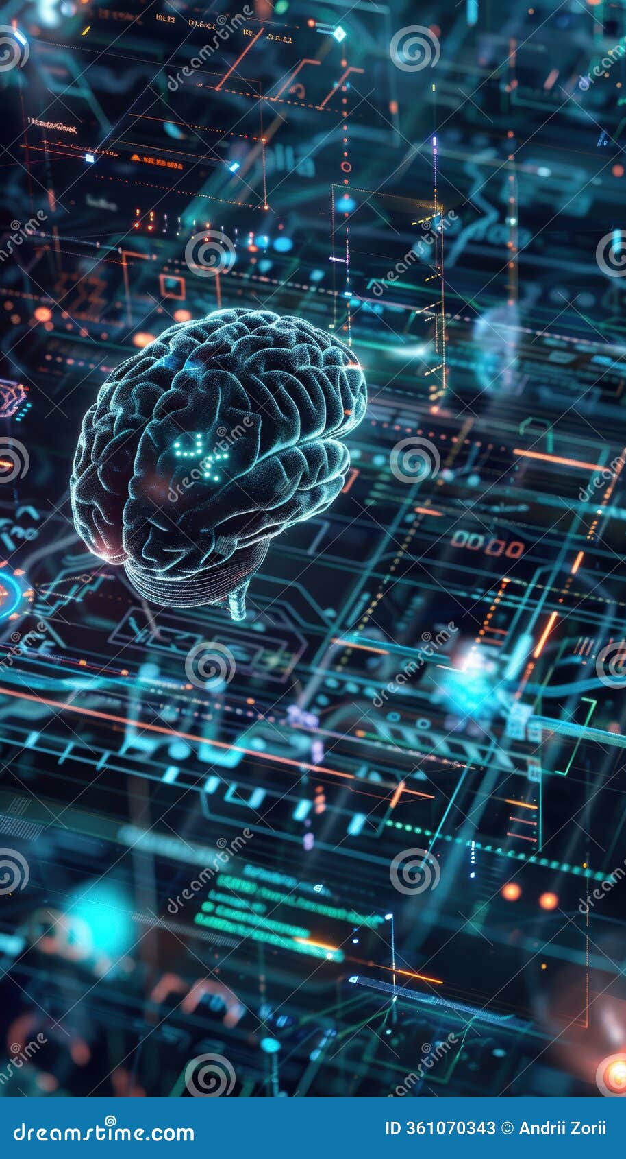 Futuristic Neural Headset Scanning Brain Signals in a High-Tech Setting ...