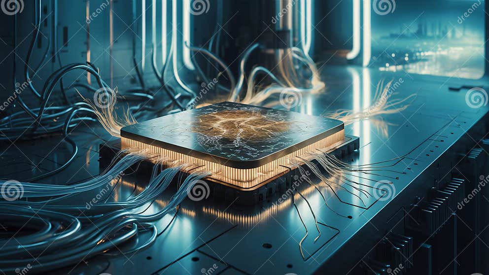 Futuristic Neural Network Chip, AI Technology, High Quality Image Stock ...