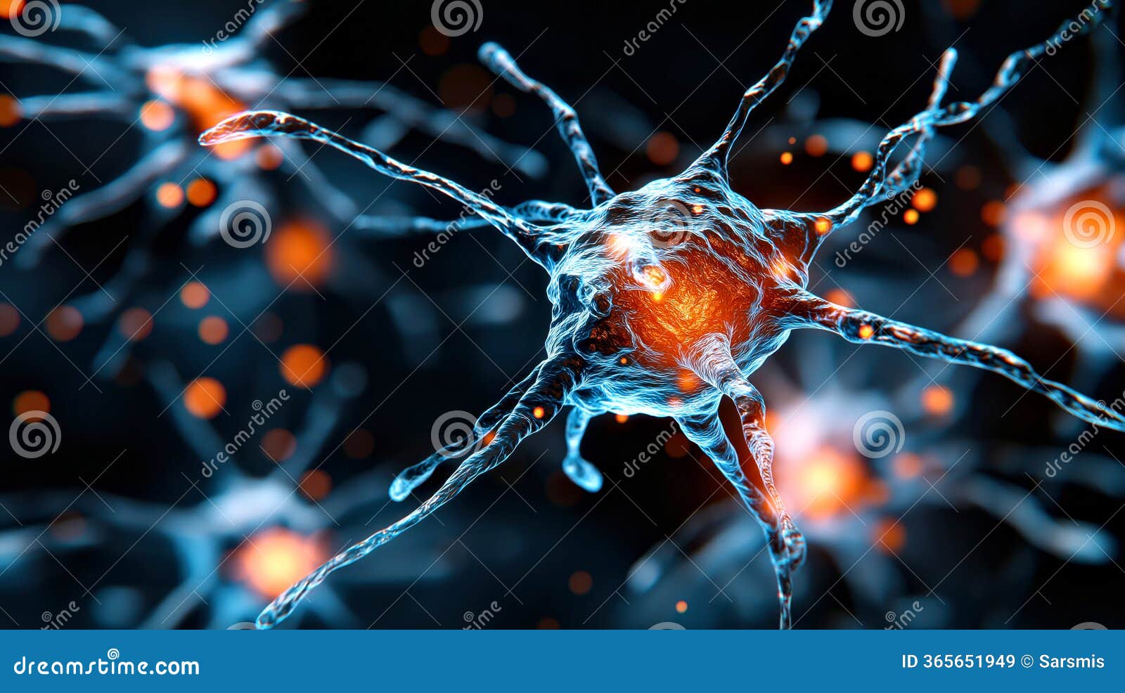 Two Glowing Neurons Connected By A Glowing Axon Royalty-Free Stock ...