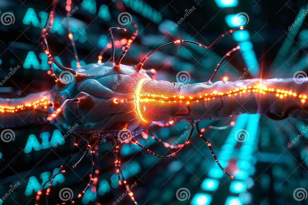 Futuristic Neural Network with Glowing AI Nodes, Representing Advanced ...