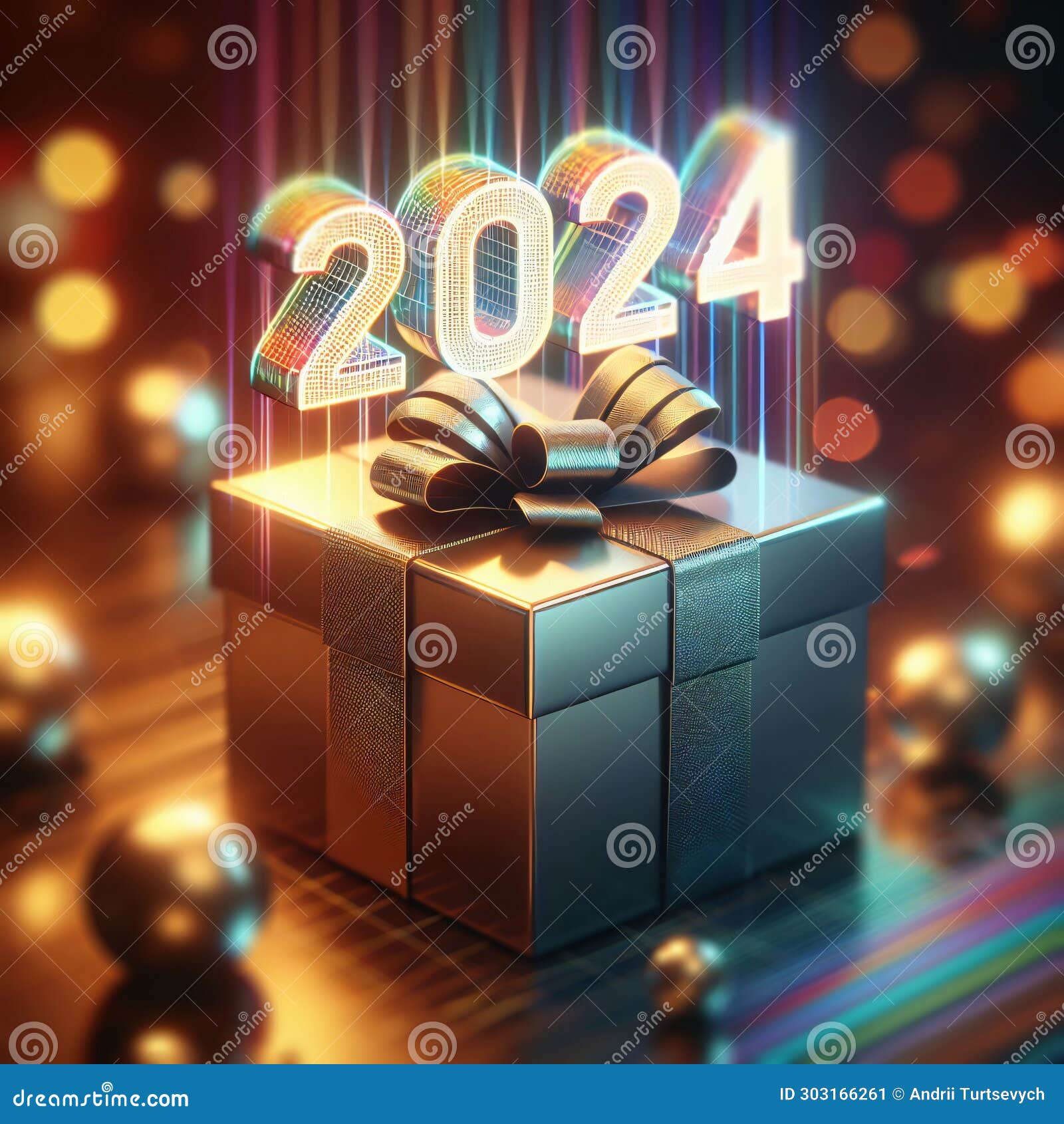 Futuristic New Year Gift Box, AI Generated Stock Image - Image of ...