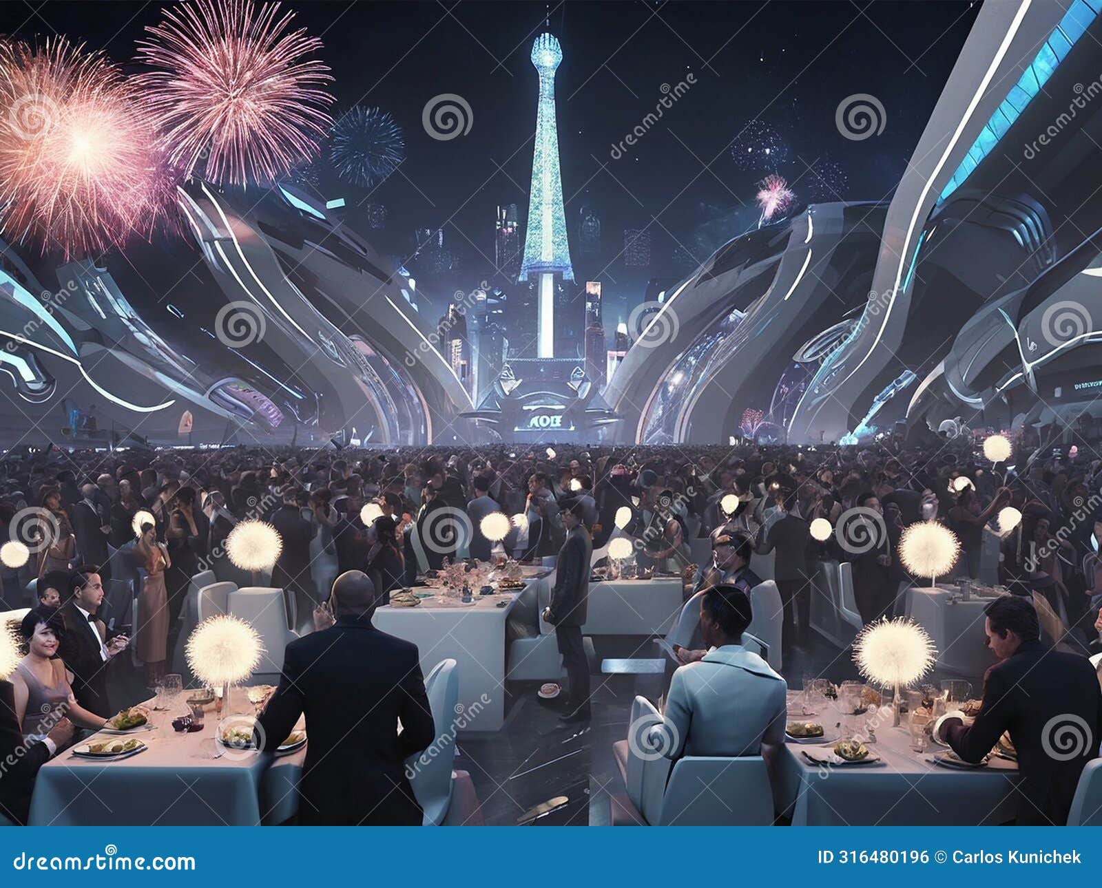 Futuristic New Years Eve Celebration - Generated by Ai Stock ...