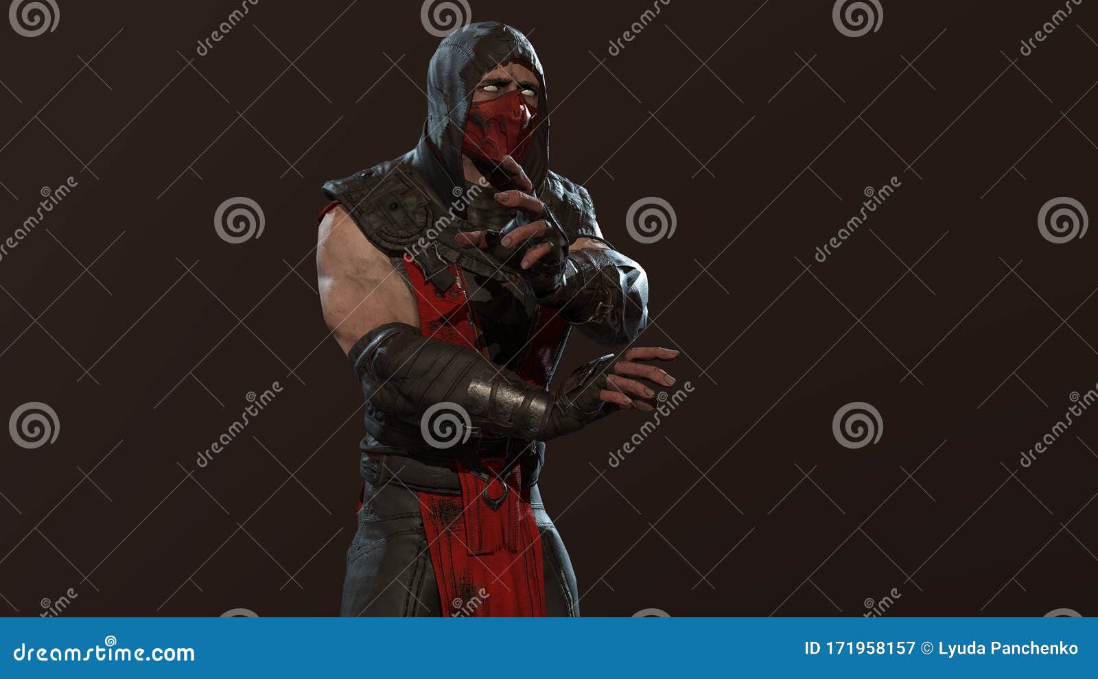 Futuristic Ninja in 3d Render Stock Illustration - Illustration of ...