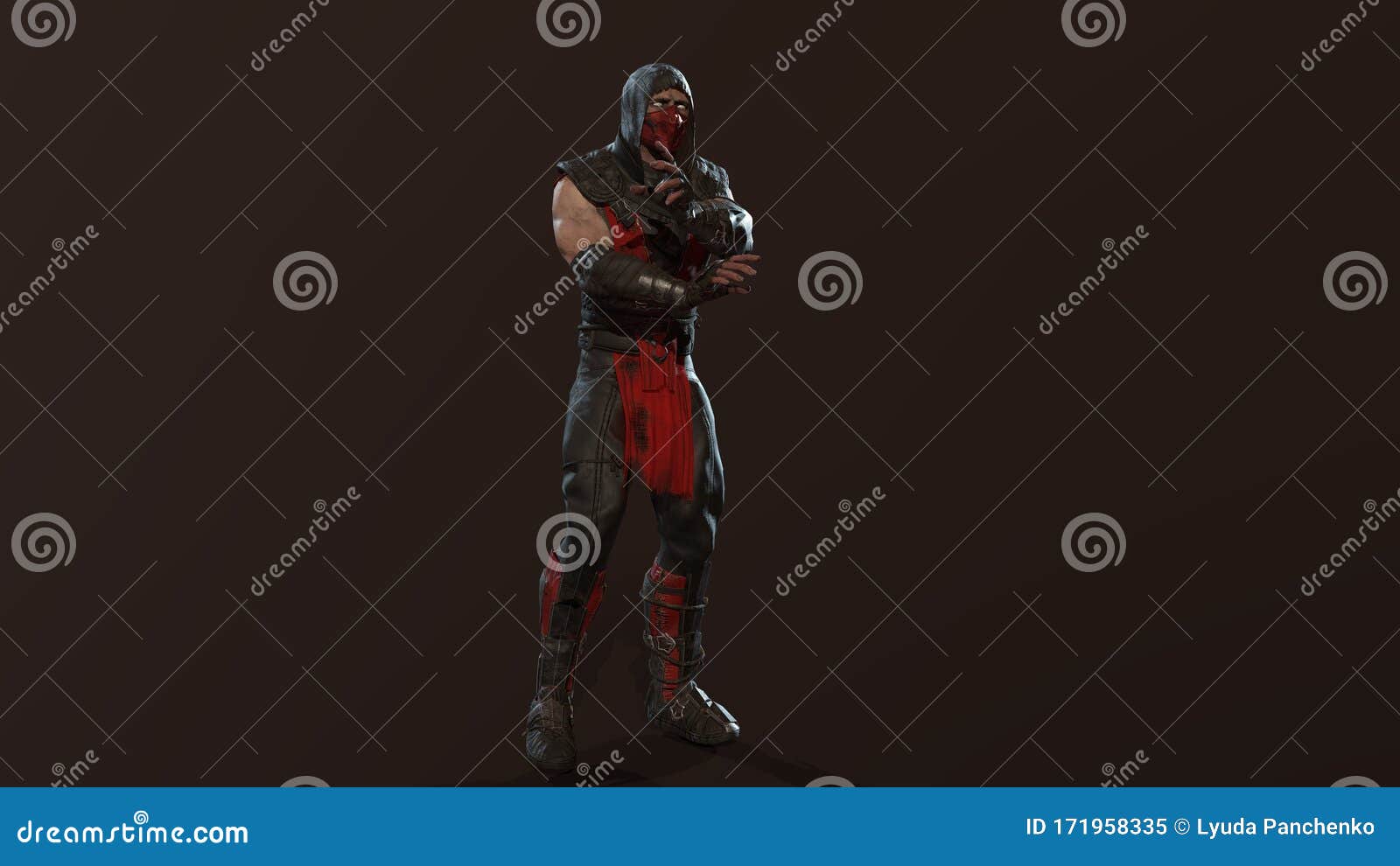 Futuristic Ninja in 3d Render Stock Illustration - Illustration of ...