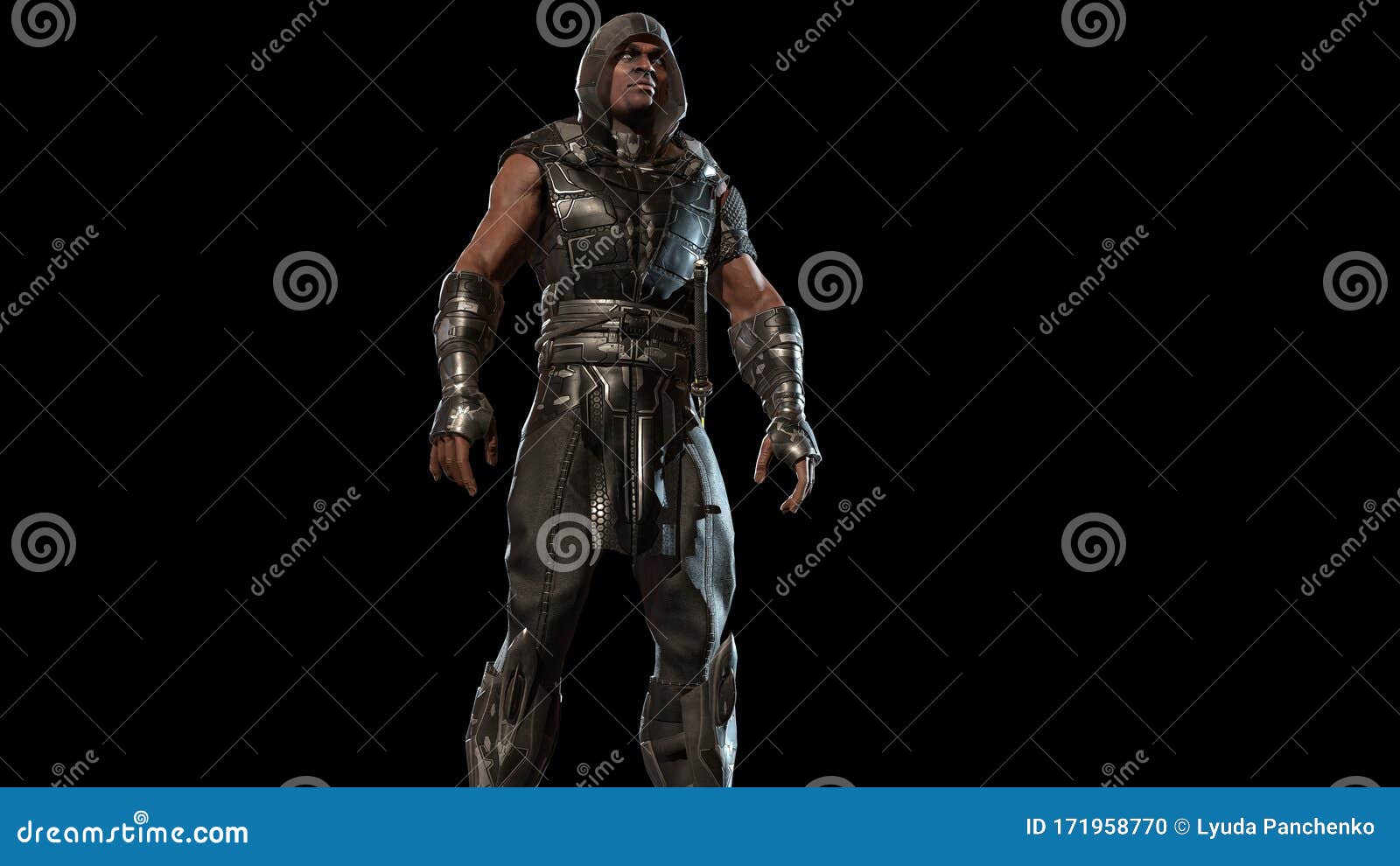 Futuristic Ninja in 3d Render Stock Illustration - Illustration of cool ...