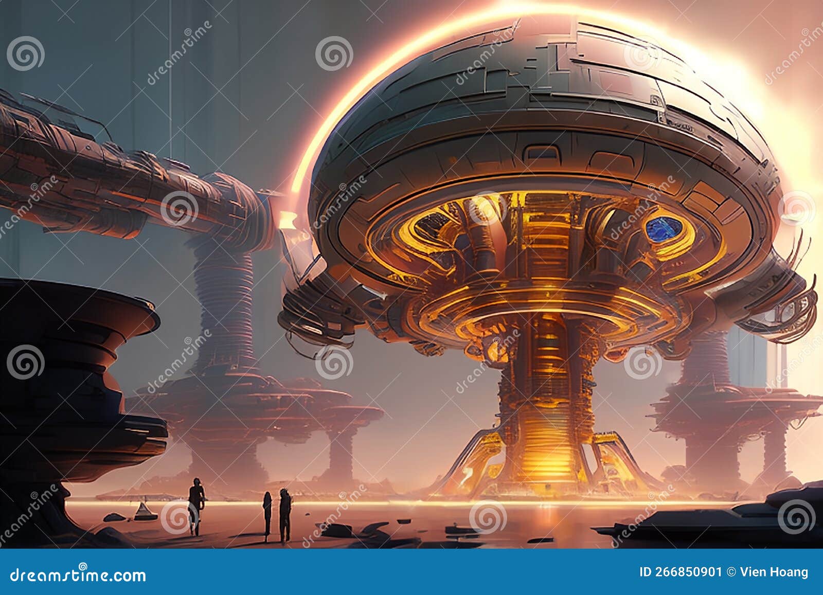 Futuristic Nuclear Fusion Power Plant Concept, AI Stock Illustration ...