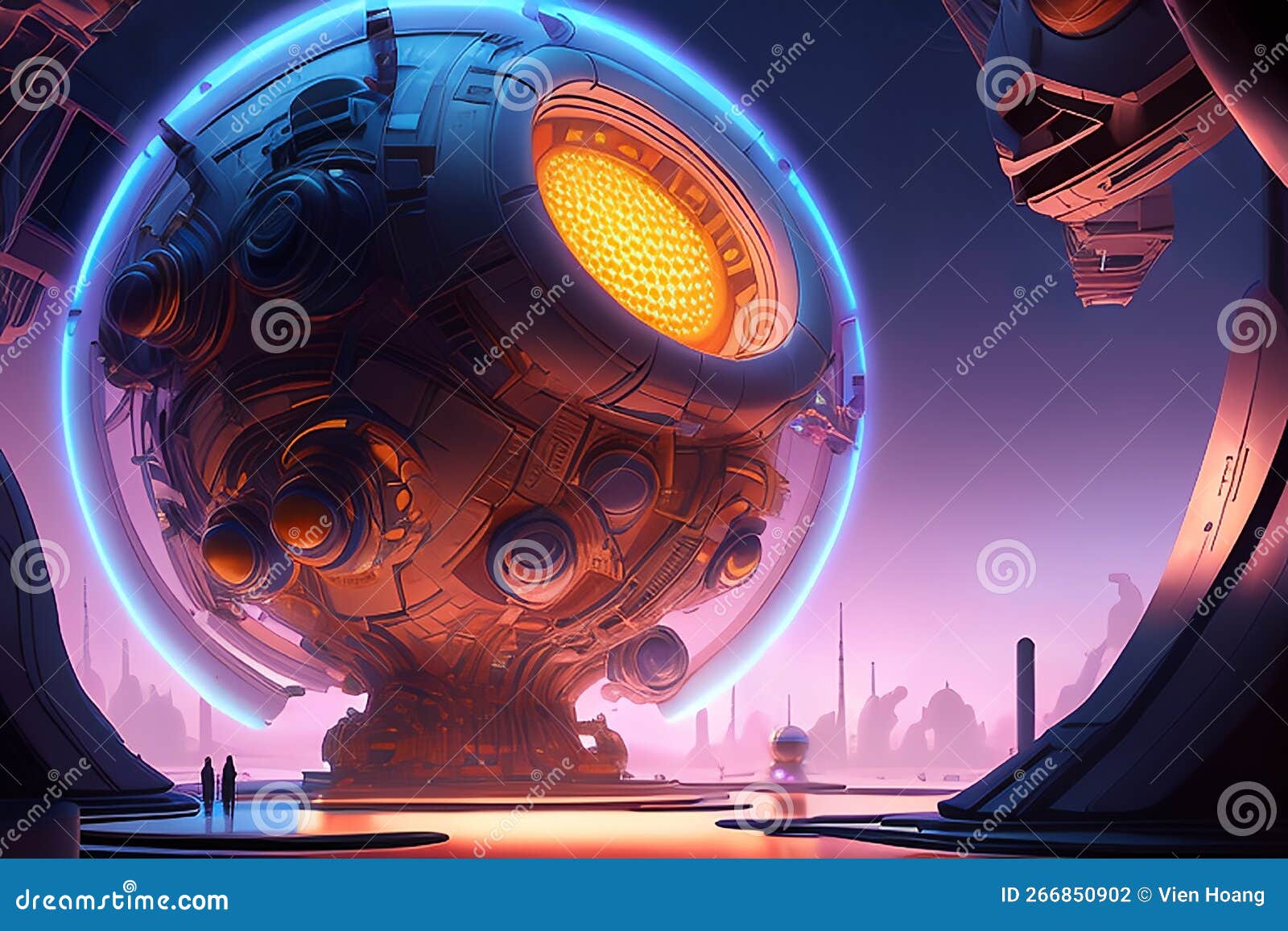 Futuristic Nuclear Fusion Power Plant Concept, AI Stock Illustration ...