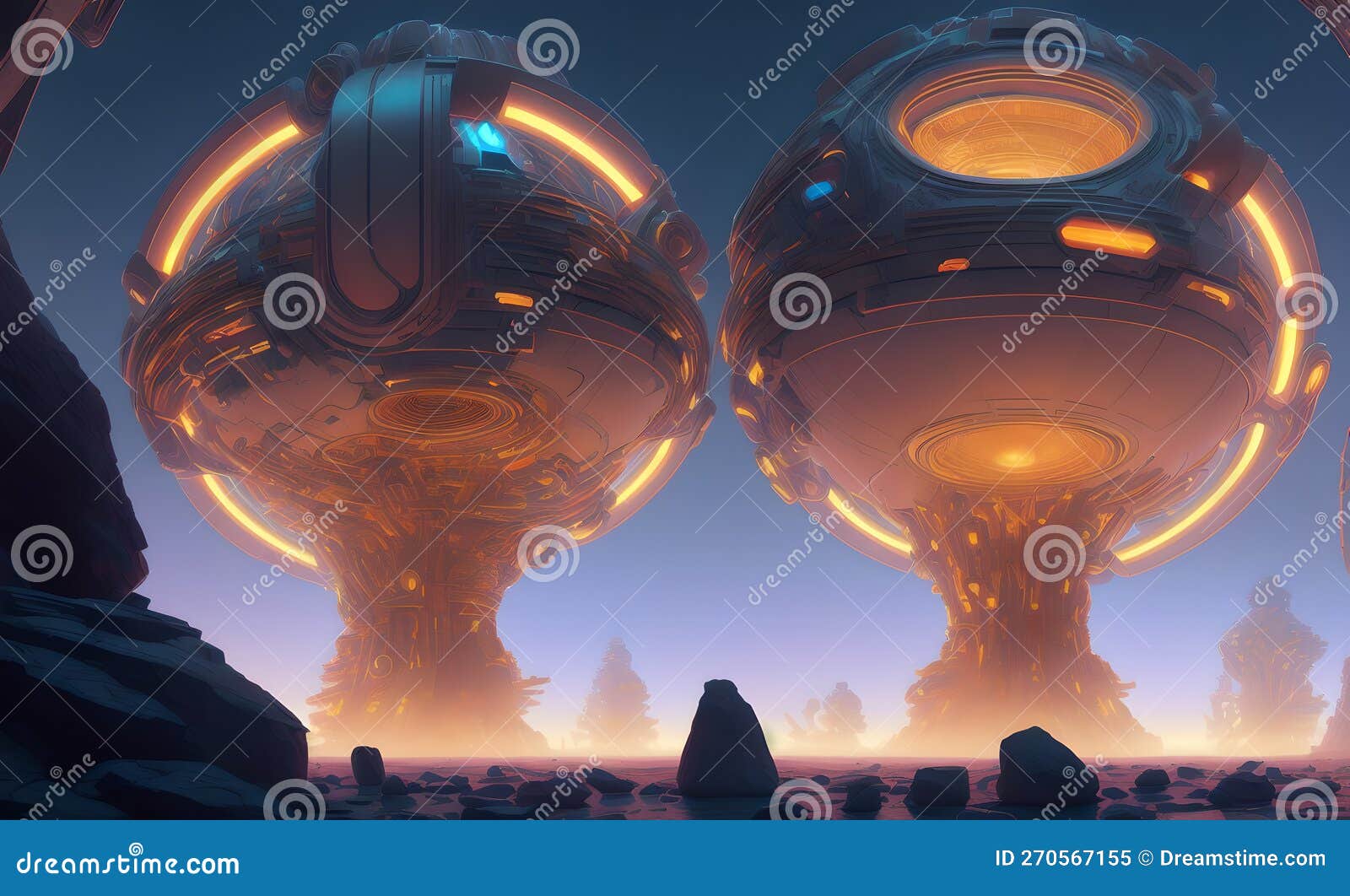 Futuristic Nuclear Fusion Power Plant Concept, AI Stock Illustration ...