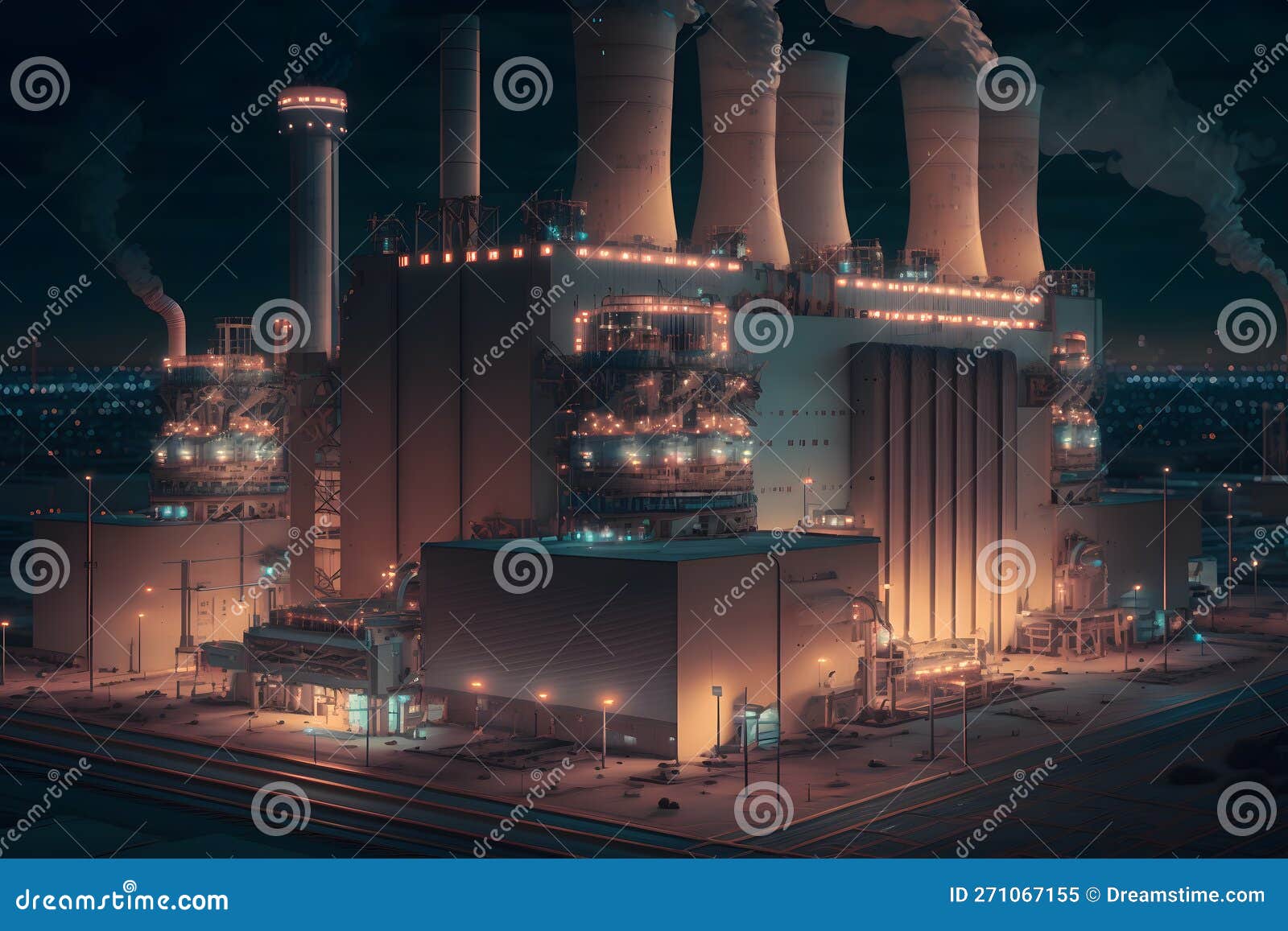 Futuristic Nuclear Power Plant. Neural Network AI Generated Stock ...