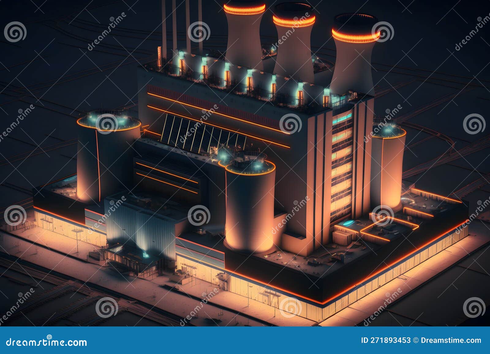 Futuristic Nuclear Power Plant. Neural Network AI Generated Stock Image ...