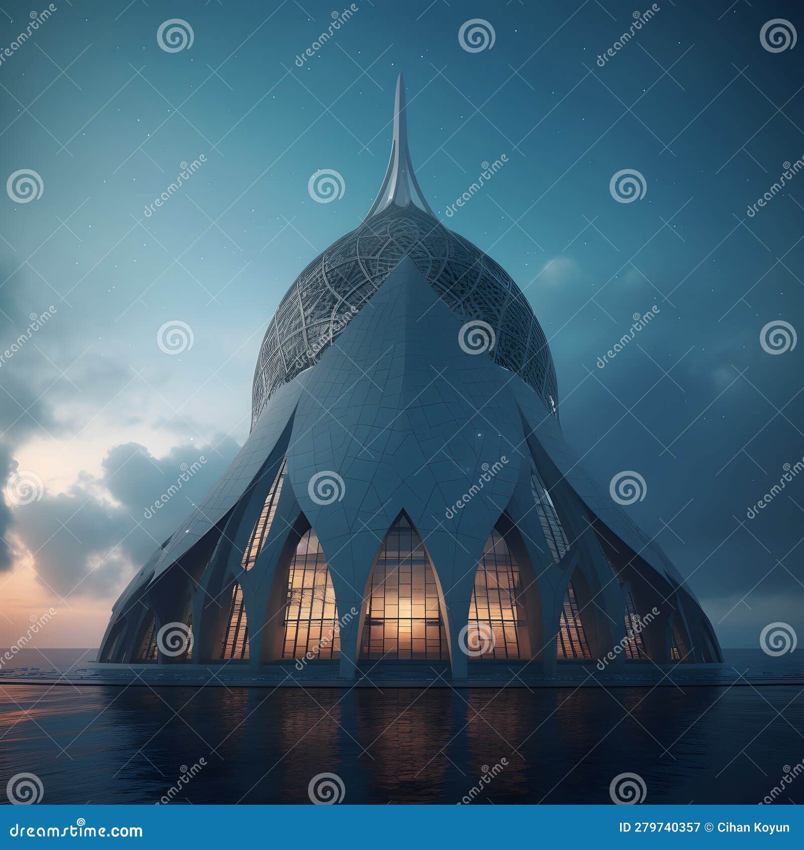 Futuristic Oasis, a Captivating 3d Render of a Building in a Serene Sky ...