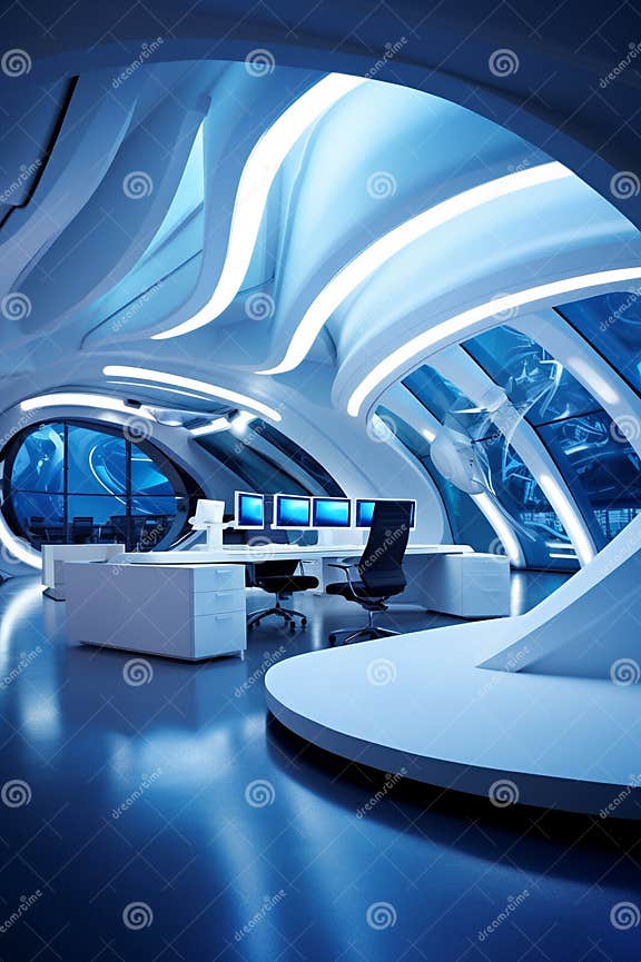 Futuristic Office Interior. Generative Ai Stock Image - Image of ...
