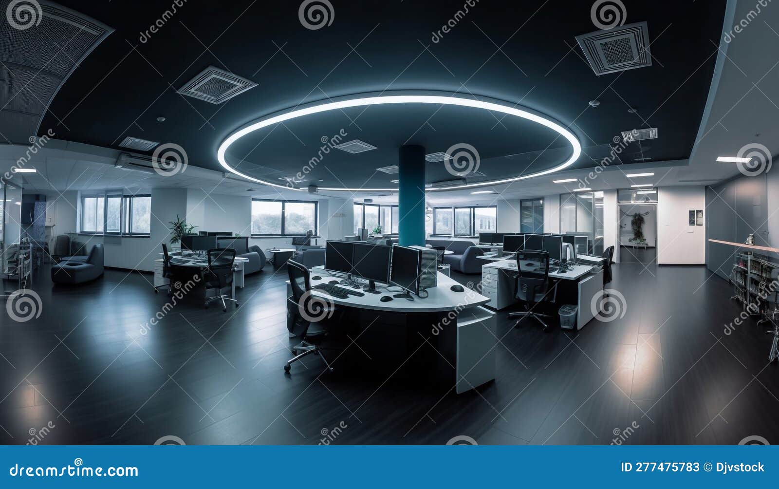 Futuristic Office with Modern Design and Technology Generated by AI ...