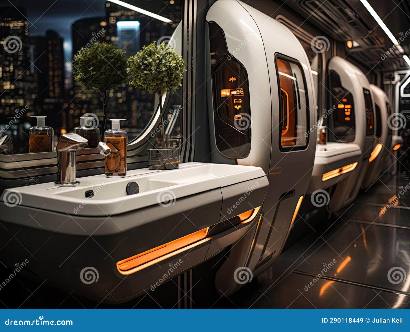 Hygienic Futuristic Office Restroom with Touchless System Stock ...