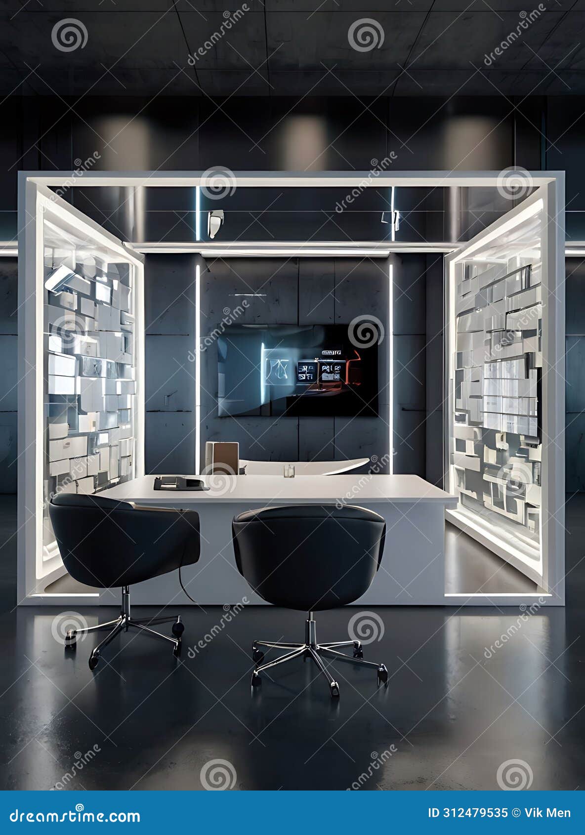 Futuristic Office Space in High-tech Style Stock Illustration ...