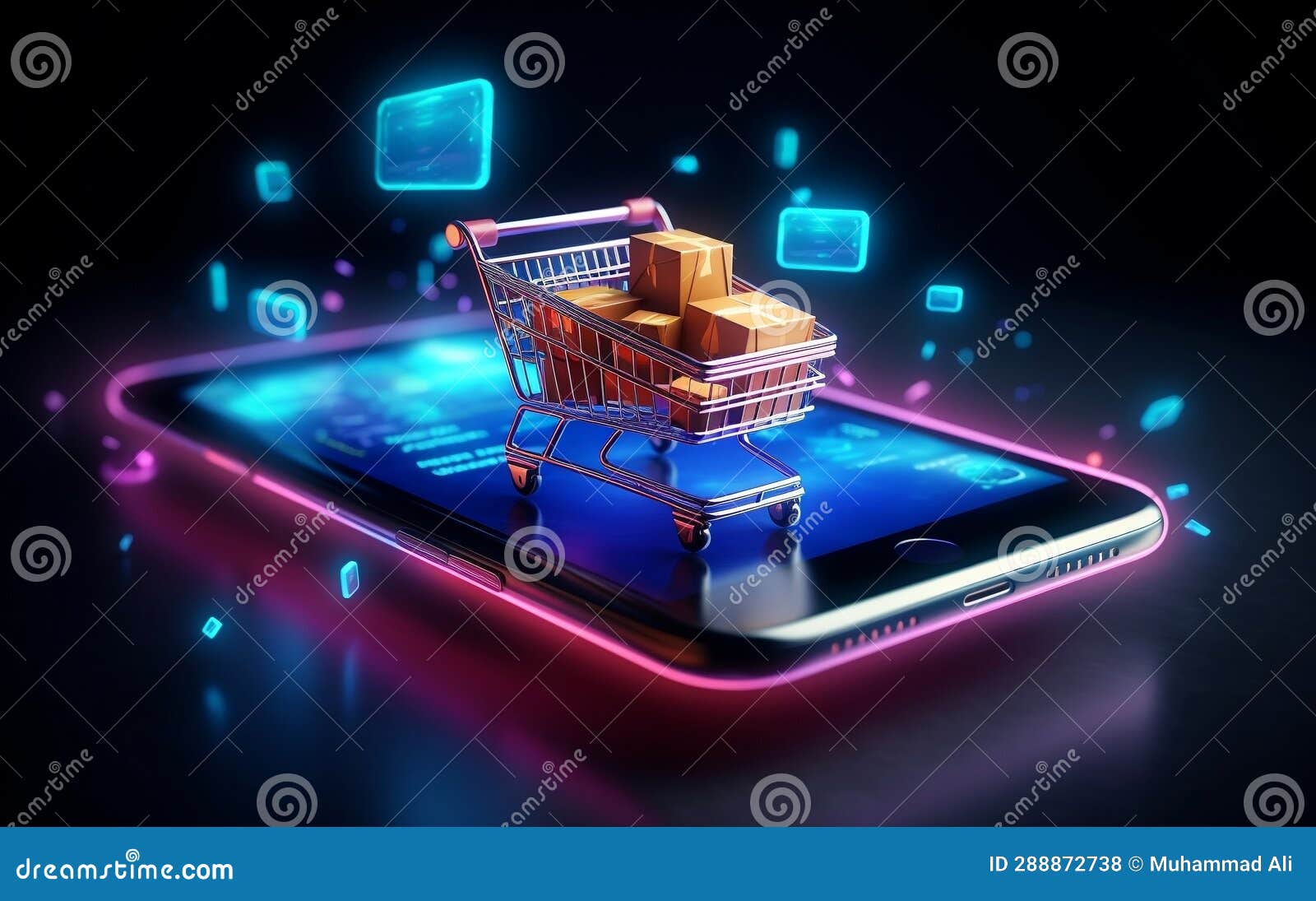 Futuristic Online Shopping and Digital Payments. Generative AI Stock ...