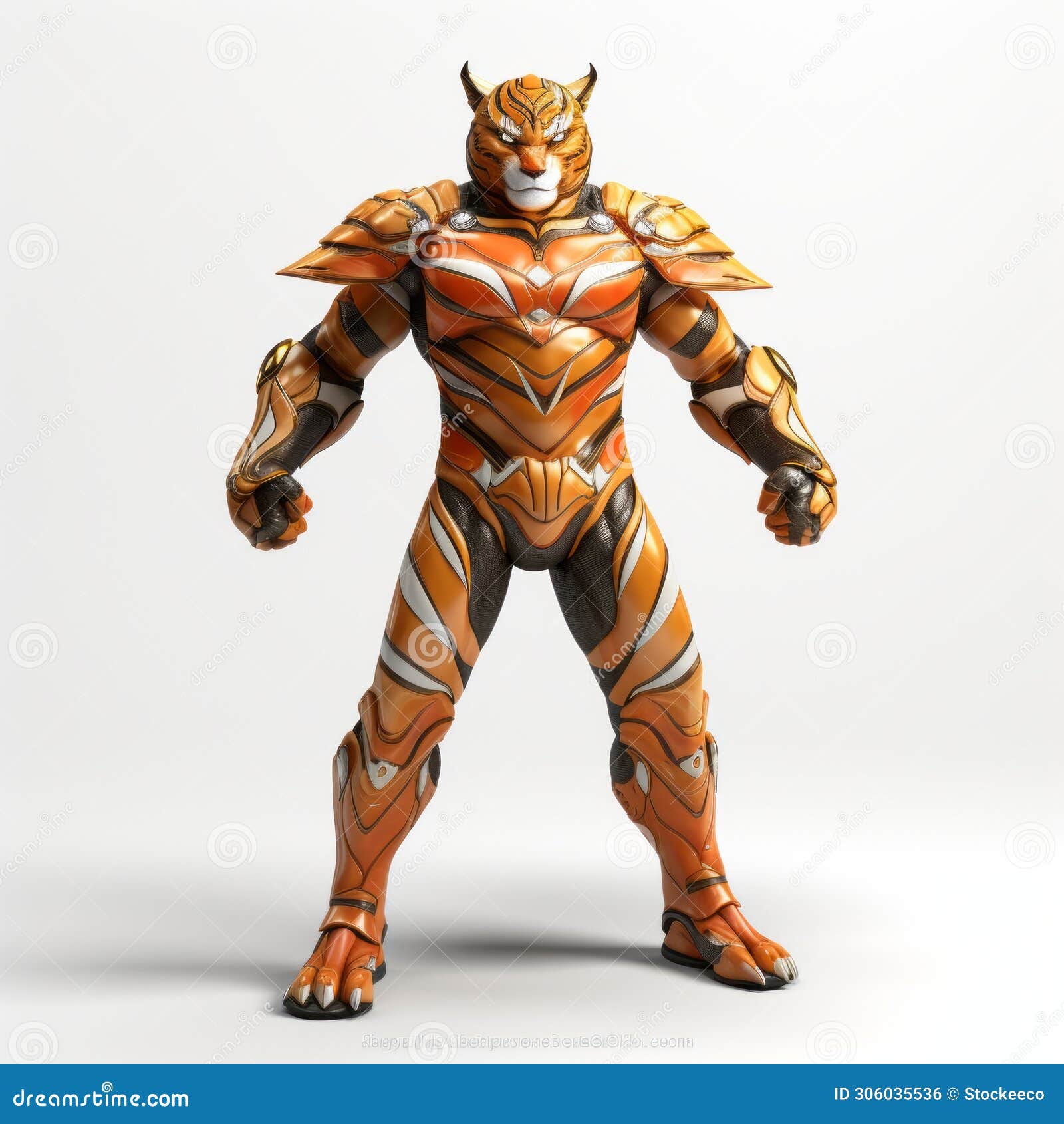 Tiger Superhero Mascot Line Art Vector Illustration | CartoonDealer.com ...