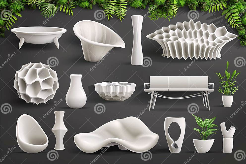 Futuristic Organic Design Elements Collection Stock Image - Image of ...