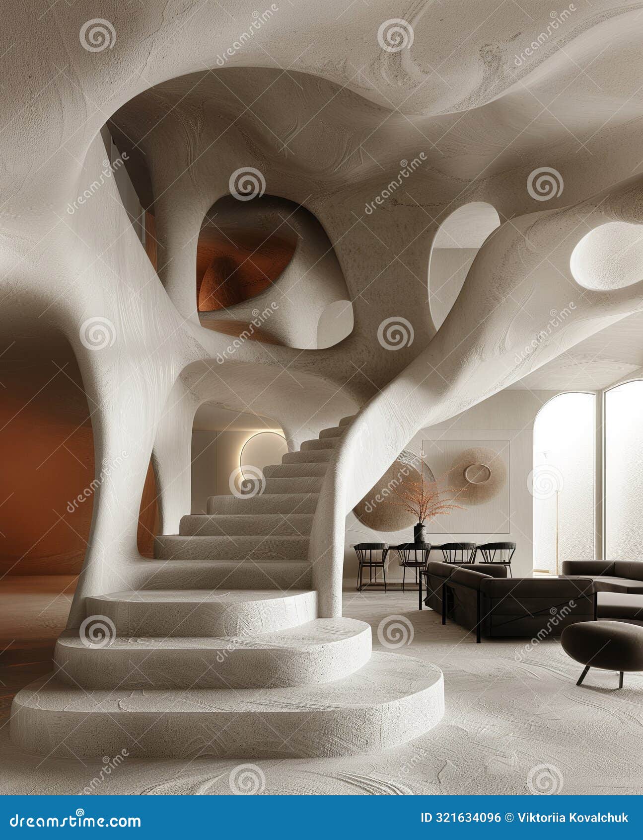 Futuristic Organic Interior Design with Unique Curved Architecture and ...