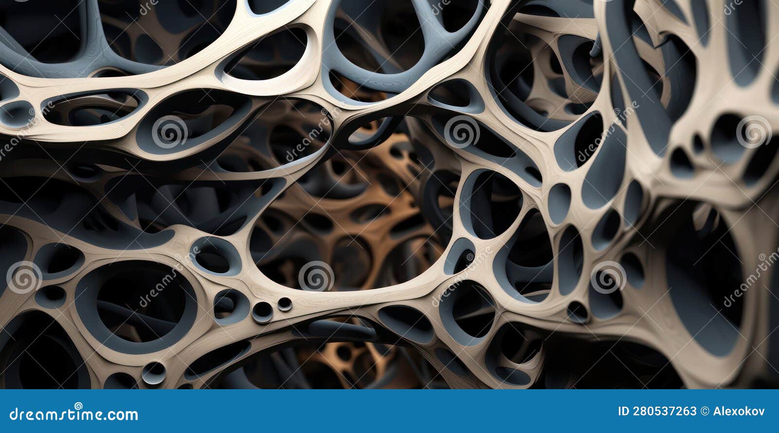 Futuristic Organic Wooden Structure Close-Up . Stock Illustration ...