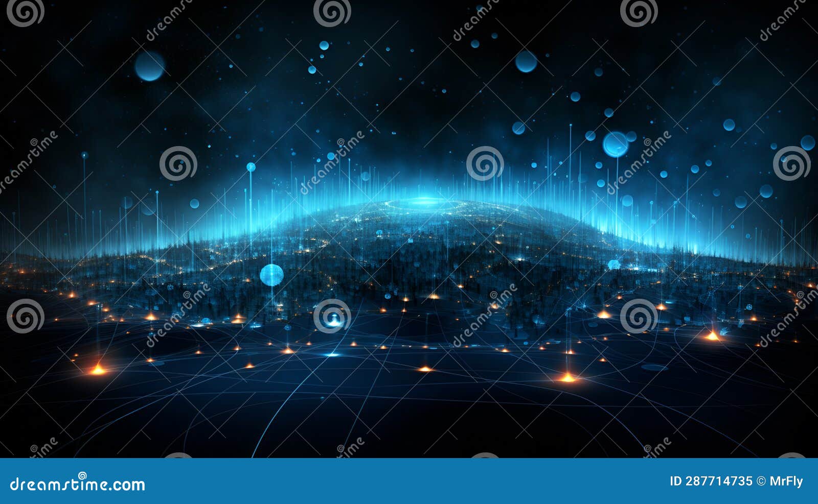 Futuristic Outlook, Data Collection, Cloud Technology Illustration ...