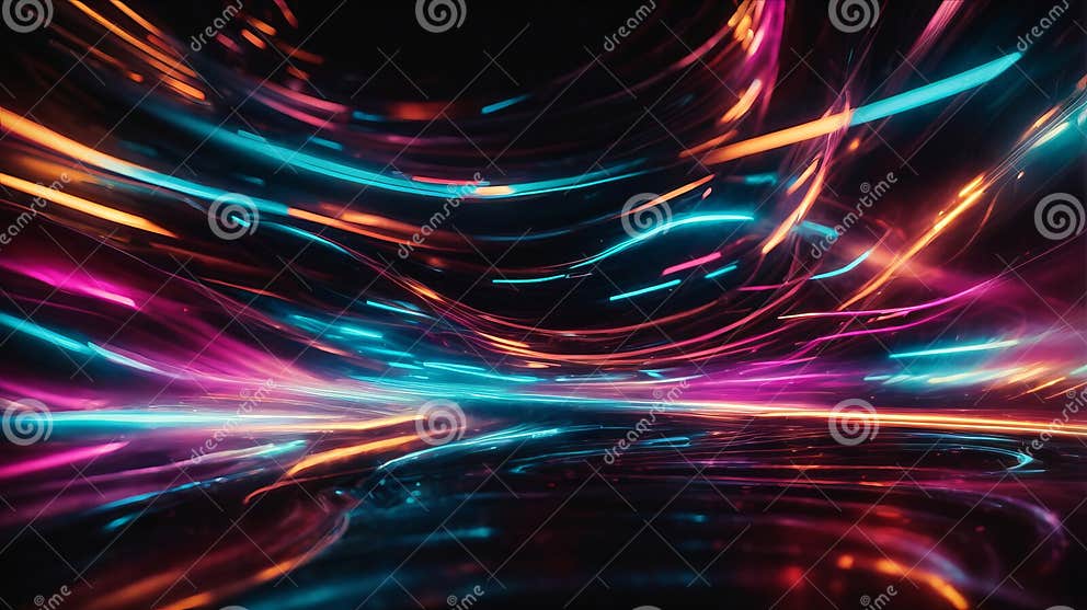 Futuristic Overlay Light Pattern.Abstract Neon Lights Trails in the ...
