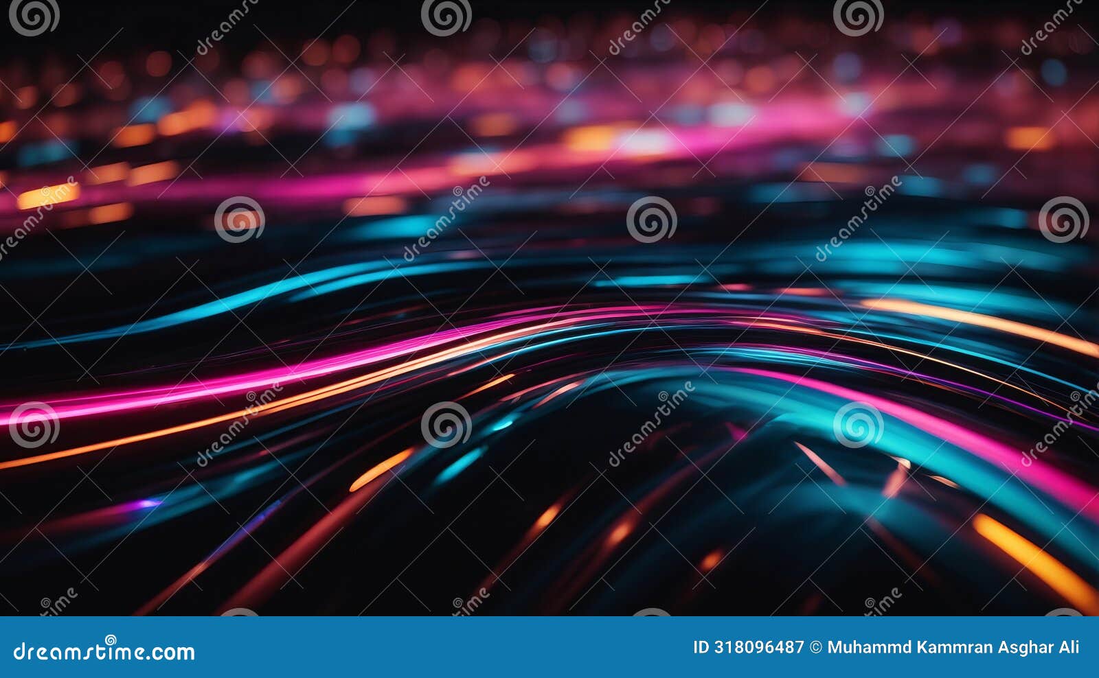 Futuristic Overlay Light Pattern.Abstract Neon Lights Trails in the ...