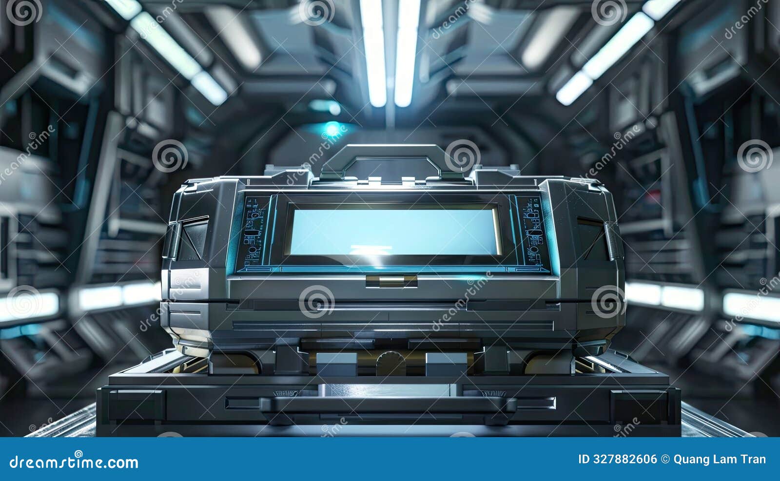 A Futuristic Packaging Mockup Displayed On A Sleek Control Panel In A ...