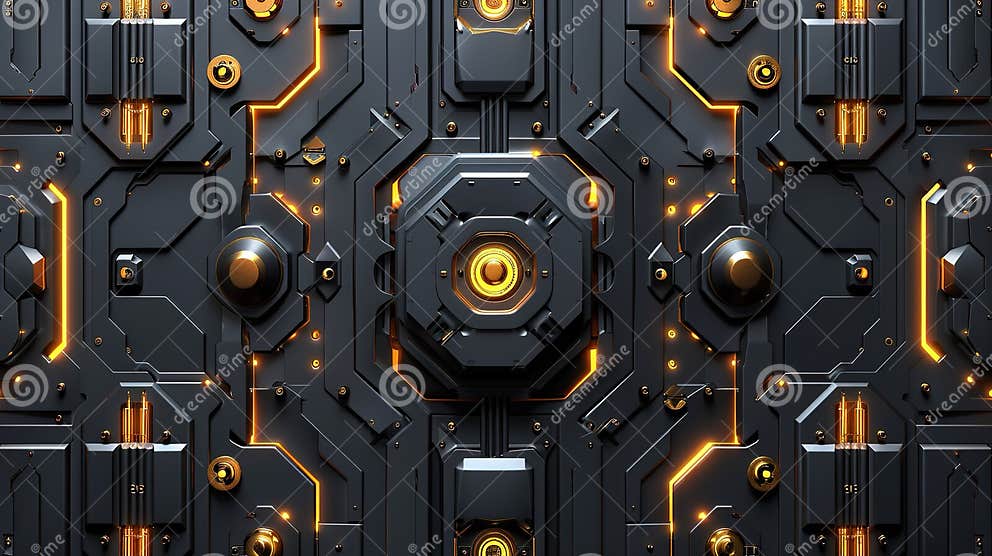 Futuristic Panel with Intricate Circuitry and Glowing Elements in a ...