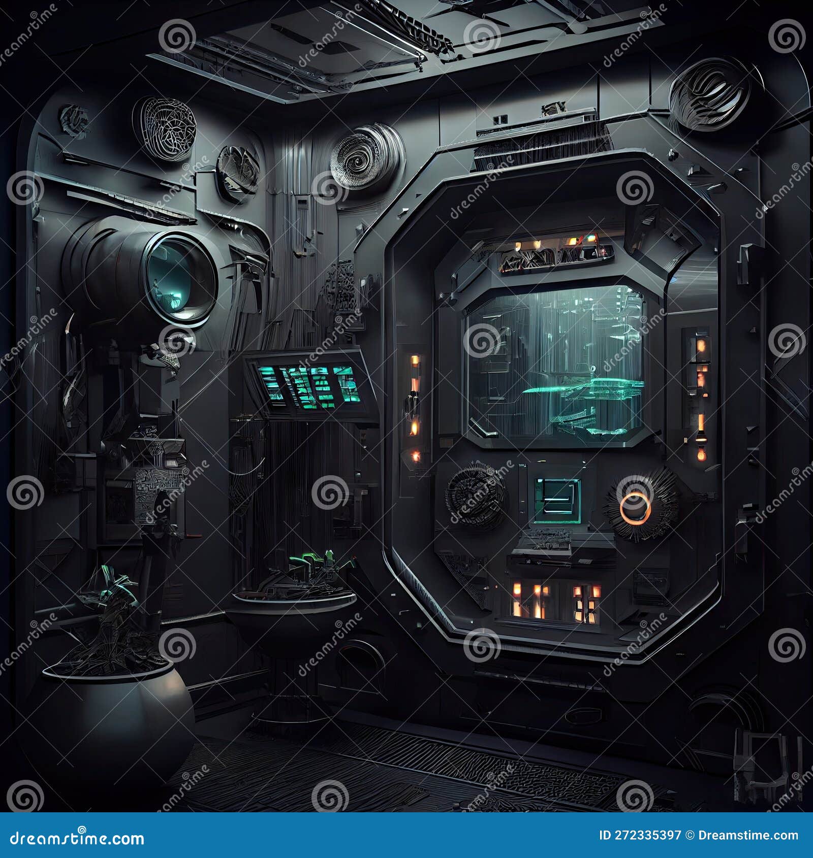 Futuristic Panels and Decorative Elements in Dark Tone Sci-fi ...