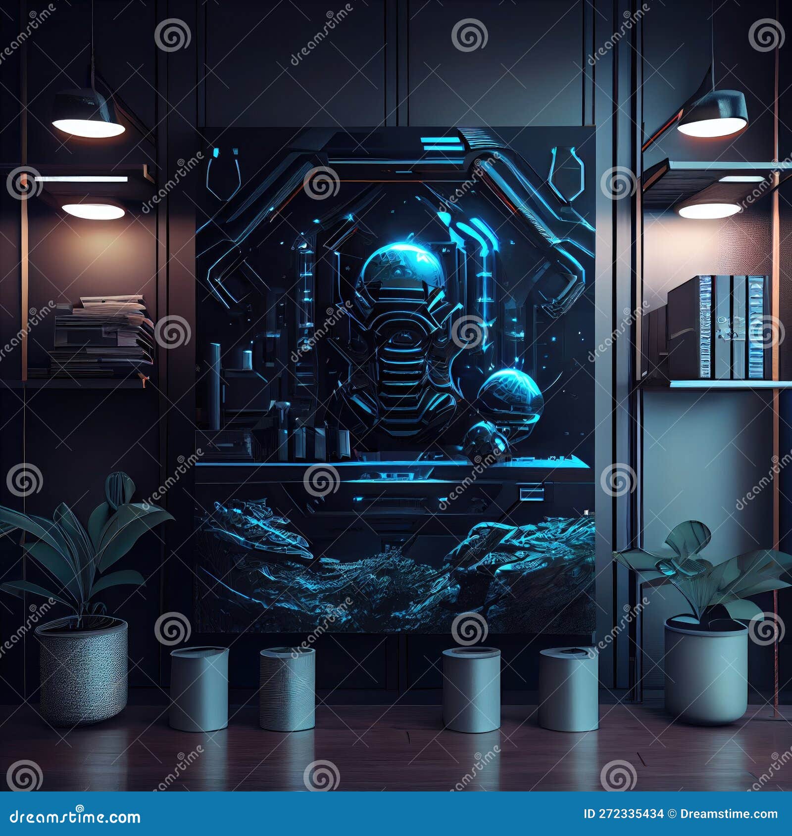 Futuristic Panels and Decorative Elements in Dark Tone Sci-fi ...