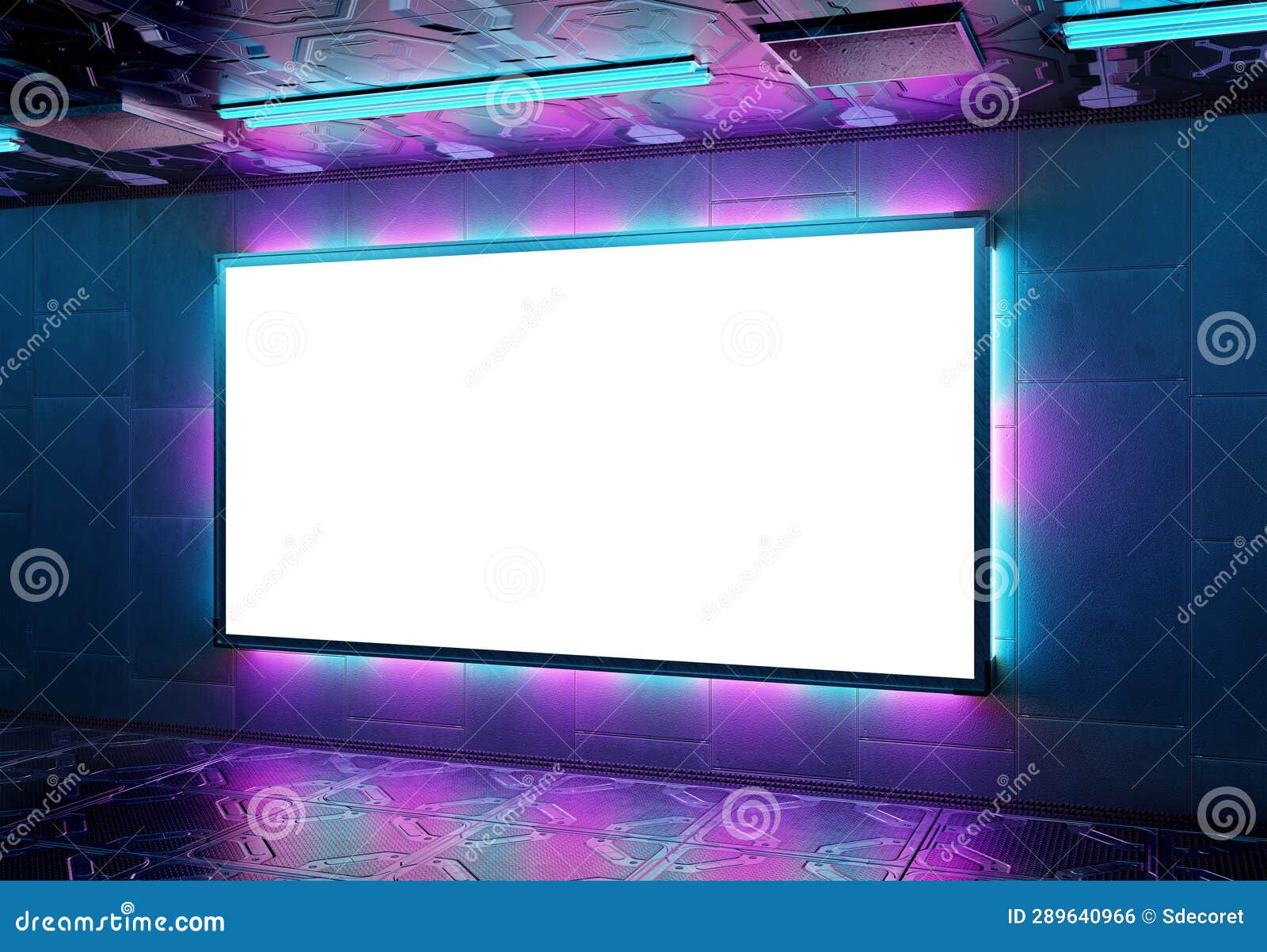 Panoramic Billboard Hanging On A Sunlit Wall Mockup. Template Of A Pano ...