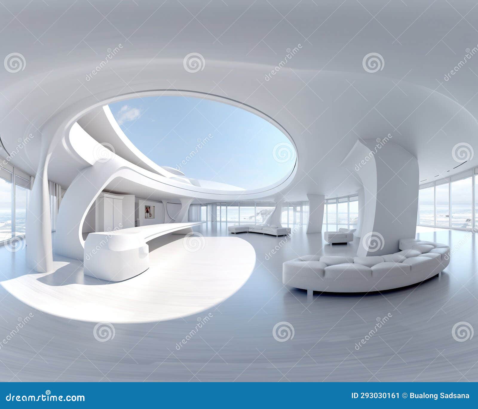 Futuristic Panoramic HDRI Render. Stock Illustration - Illustration of ...