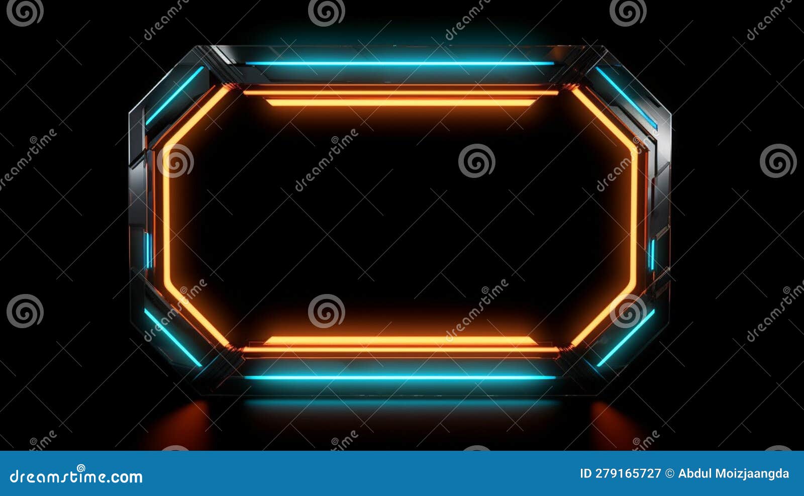 Futuristic Parallelogram Picture Frame with Dual-tone Neon Graphics ...