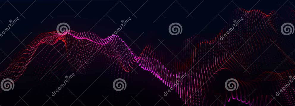 Futuristic Particle Wave. Abstract Technology Background. Big Data ...