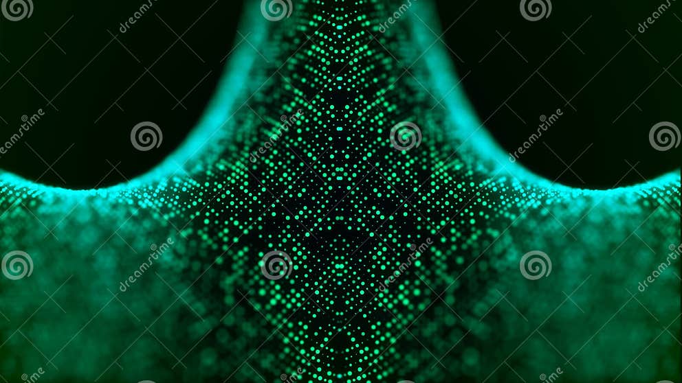 Futuristic Particle Wave. Abstract Technology Background. Rotating ...