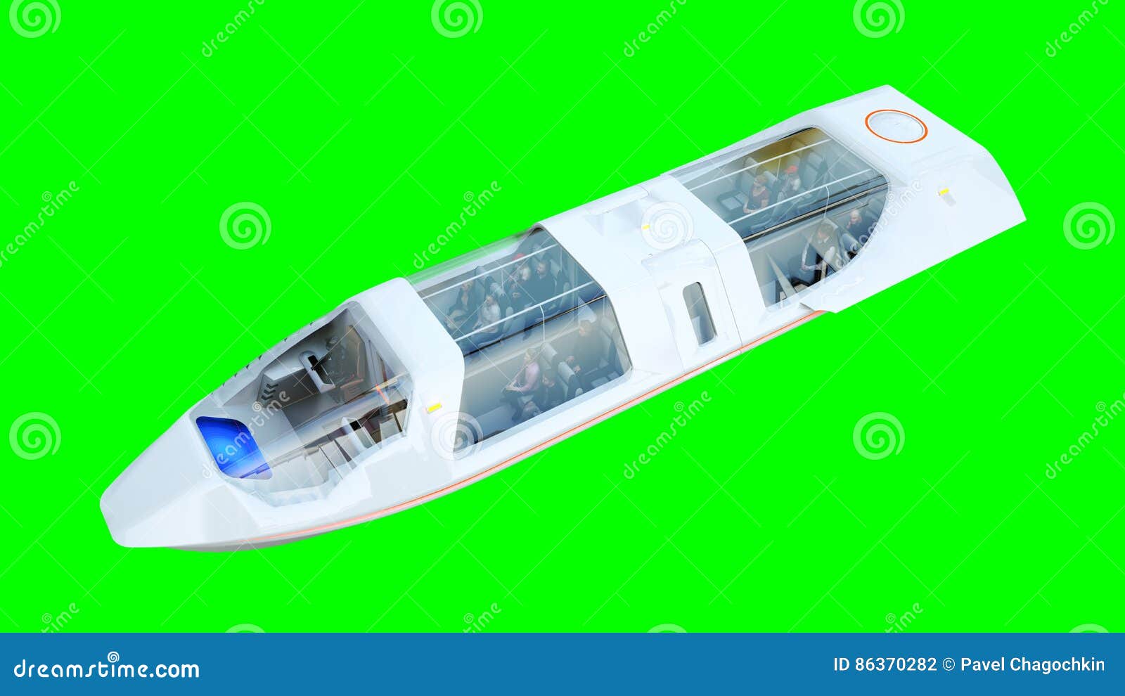 Futuristic Passenger Flying Bus. Transport of the Future. 3d Rendering ...