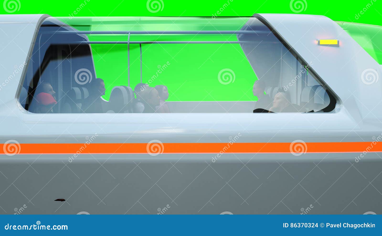 Futuristic Passenger Flying Bus. Transport of the Future. 3d Rendering ...