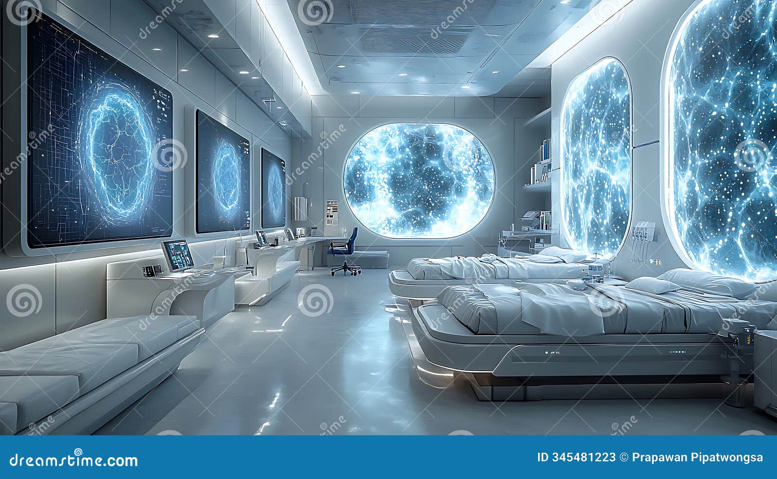 Futuristic Pathology Lab Featuring Advanced Technology, Glowing Screens ...