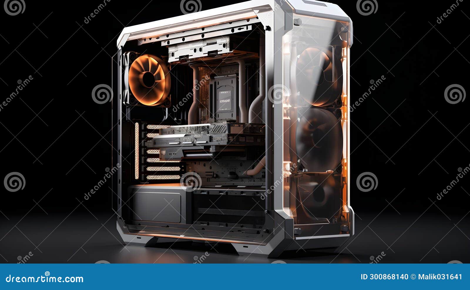A Futuristic PC Case with Tempered Glass Panels Stock Illustration ...